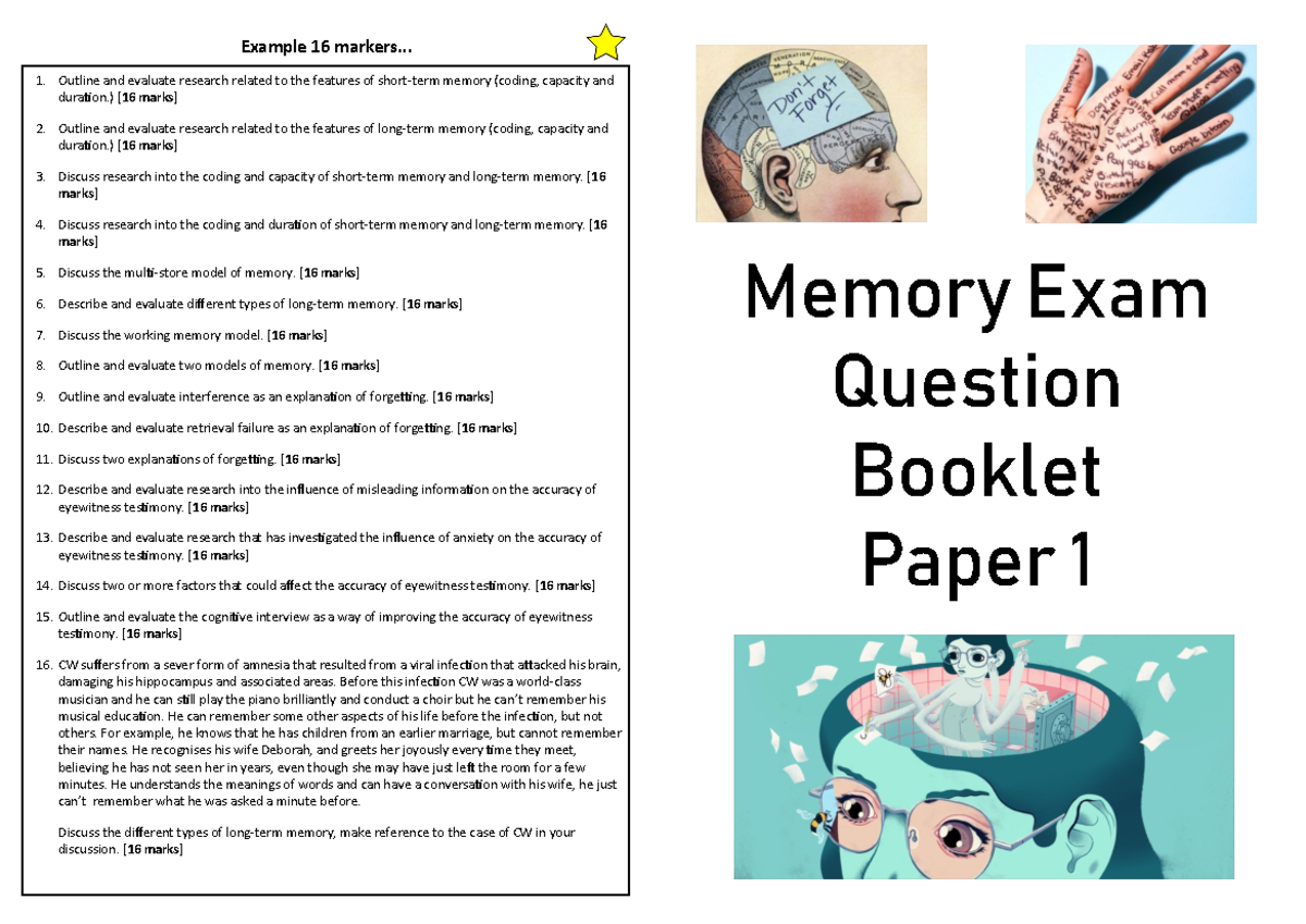 A-Level Psychology Memory Exam Booklet - Studocu