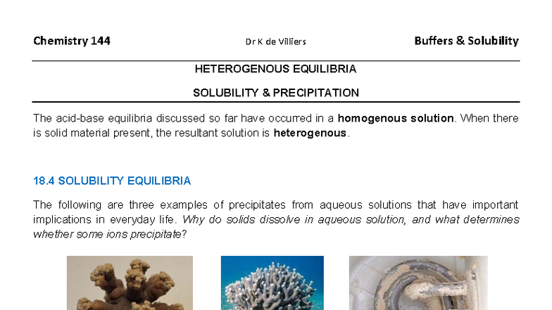 Chemistry 144 Final Exam Notes: Buffers & Solubility Equilibria - Studocu