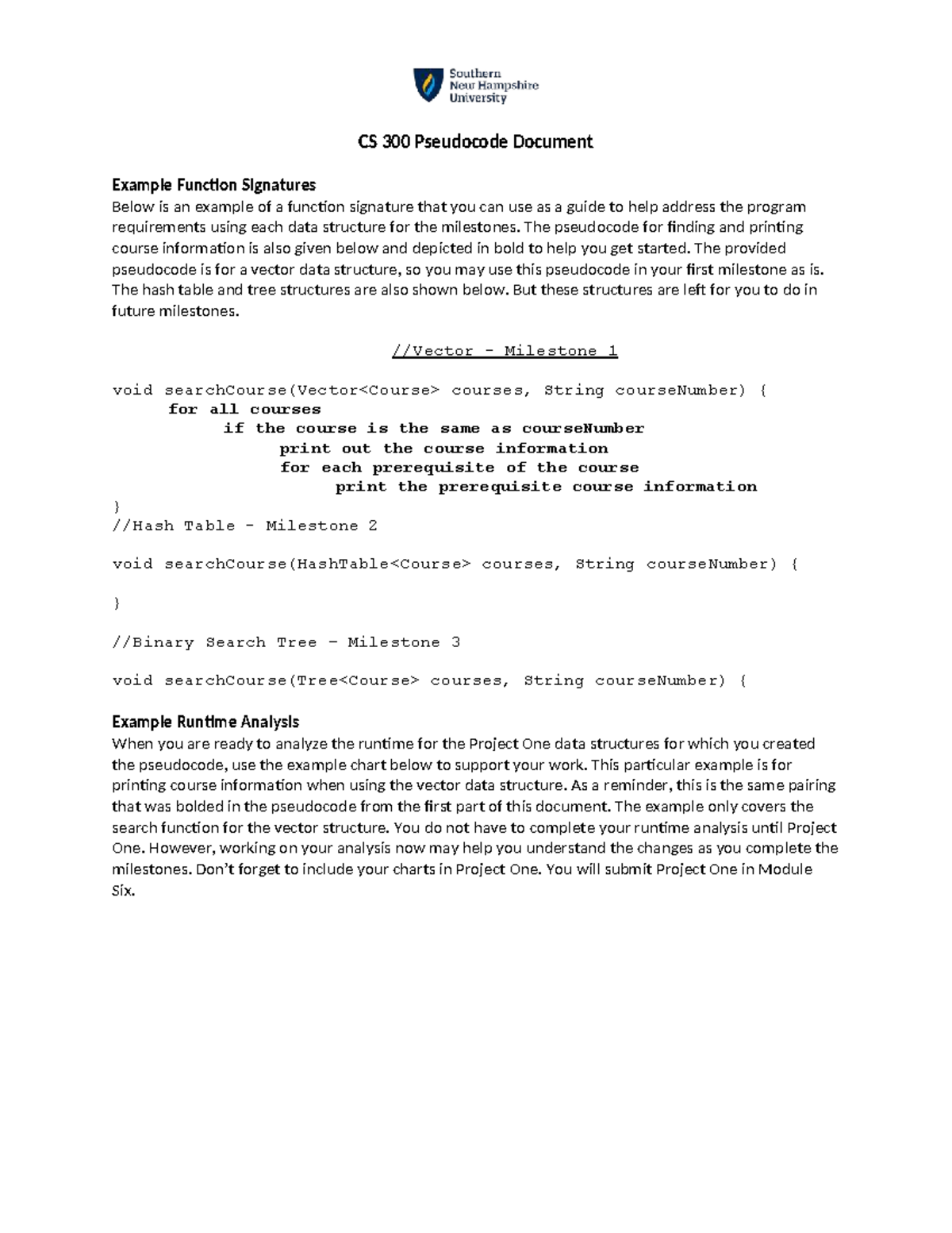 CS 300 Pseudocode Guide for Course Info Functions and Milestones - Studocu