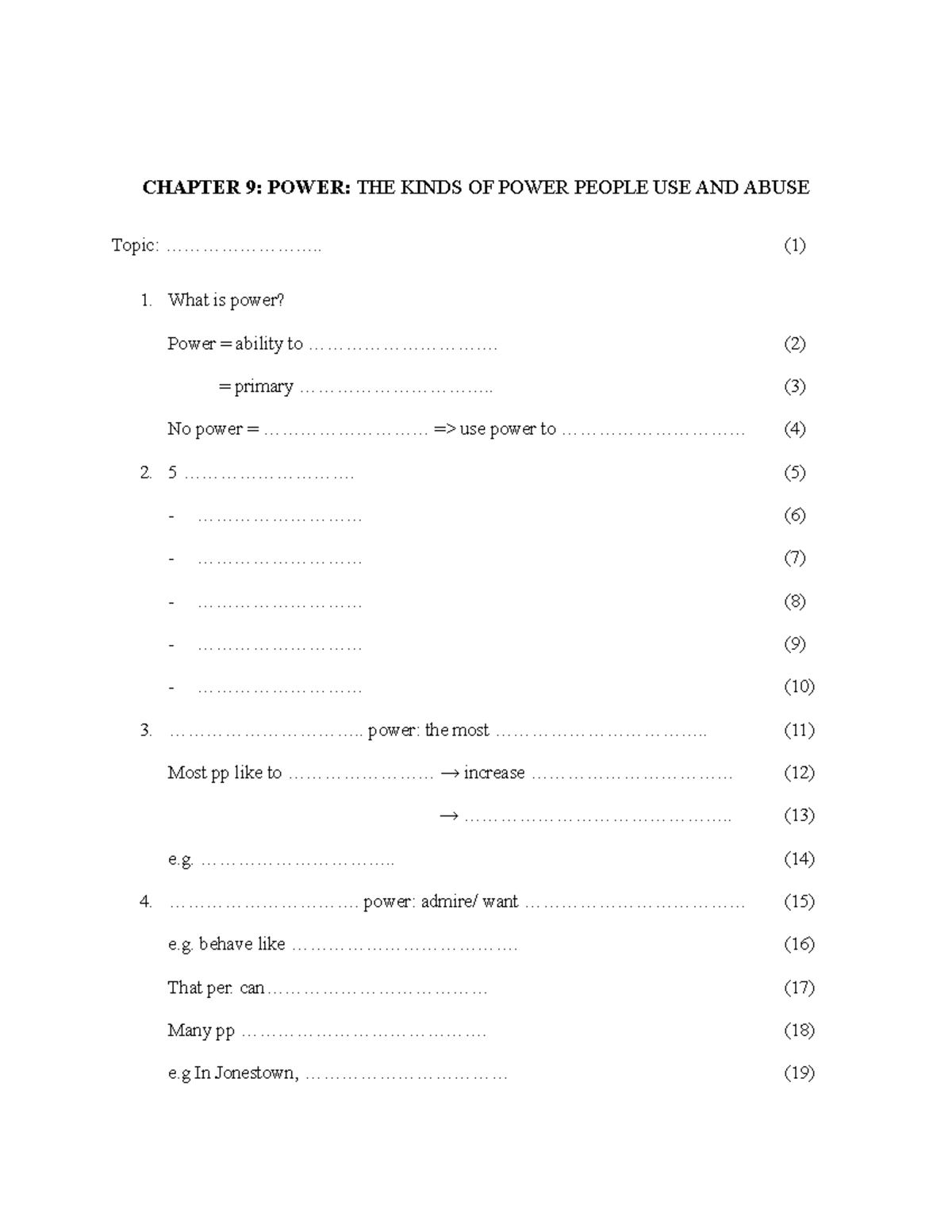 Chapter 9 - Power - Listening - Notetaking Level 1 - CHAPTER 9: POWER ...