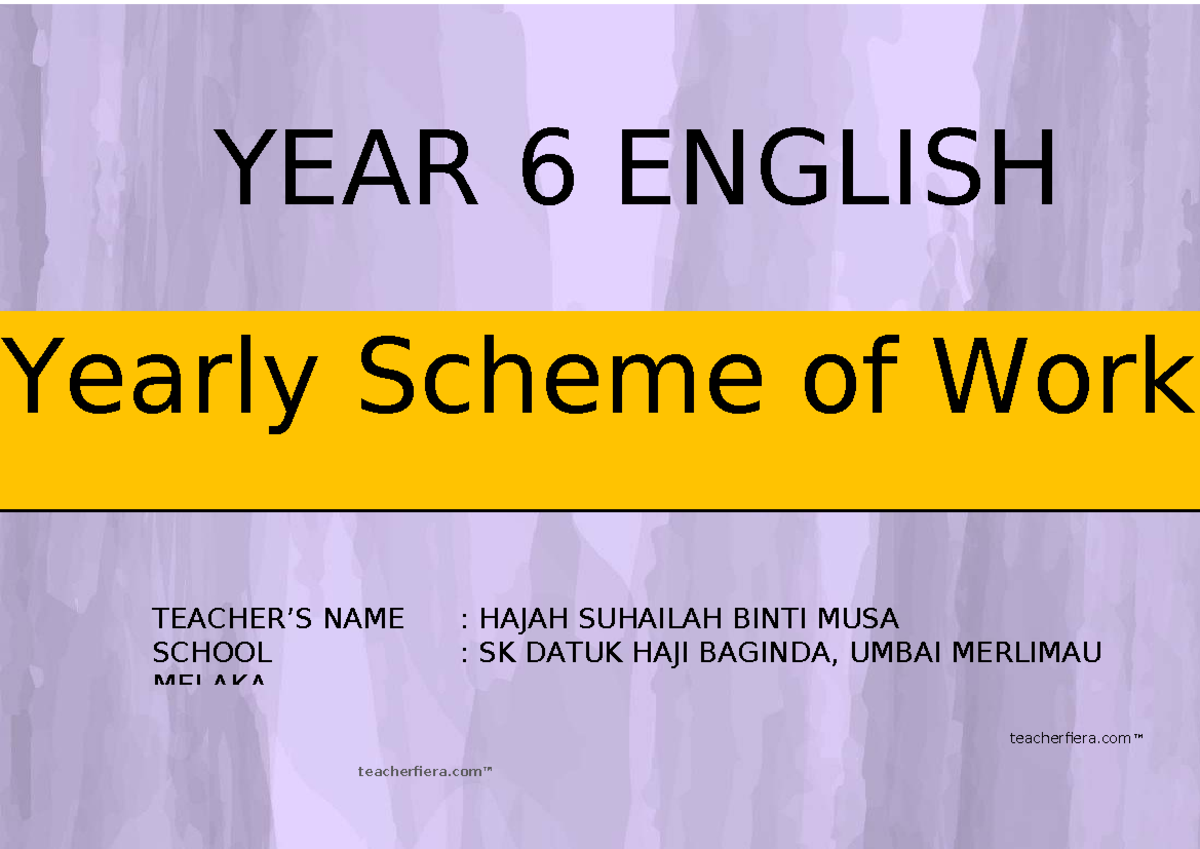 YEAR 6 ENGLISH (Y6 ENG) Yearly Scheme of Work Overview - Studocu