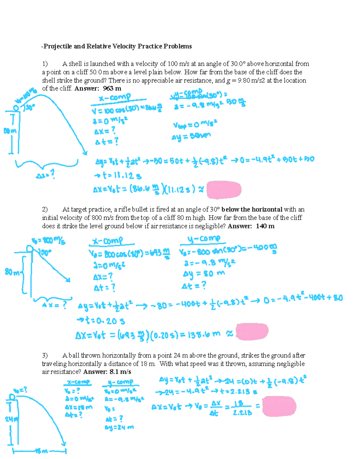 Kiene PHYS 101 Chapter 3 Relative Velocity Practice Problems Answers - Studocu