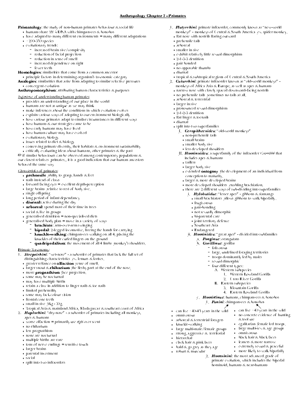 ANTH 100 Notes - Ch. 2 - Dr. Erin McGuire - Anthropology Chapter 2 ...