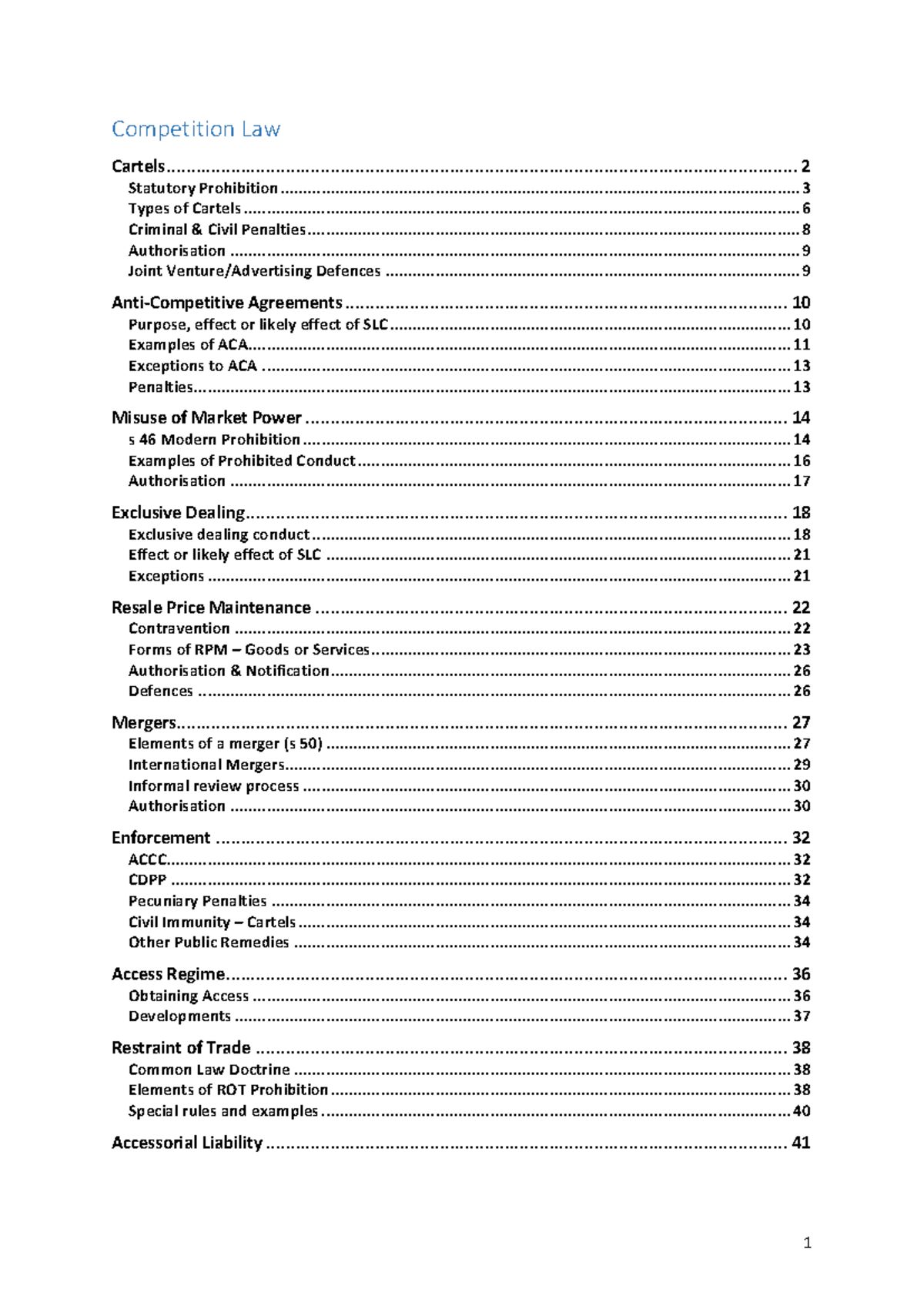 Competition Law Notes: Understanding Cartels and Market Power (LAW 101 ...