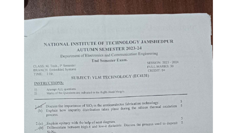 NIT Jamshedpur M.Tech ECE End Sem Exam Notes: VLSI & Embedded Systems ...