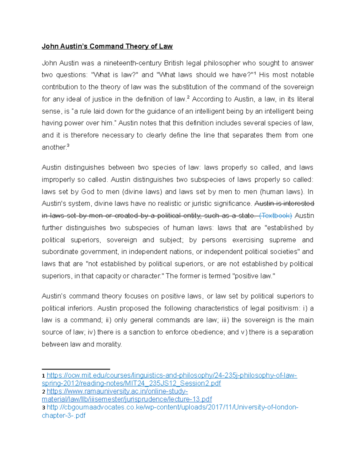 Austin's Command Theory of Law: A Critical Analysis and Overview - Studocu