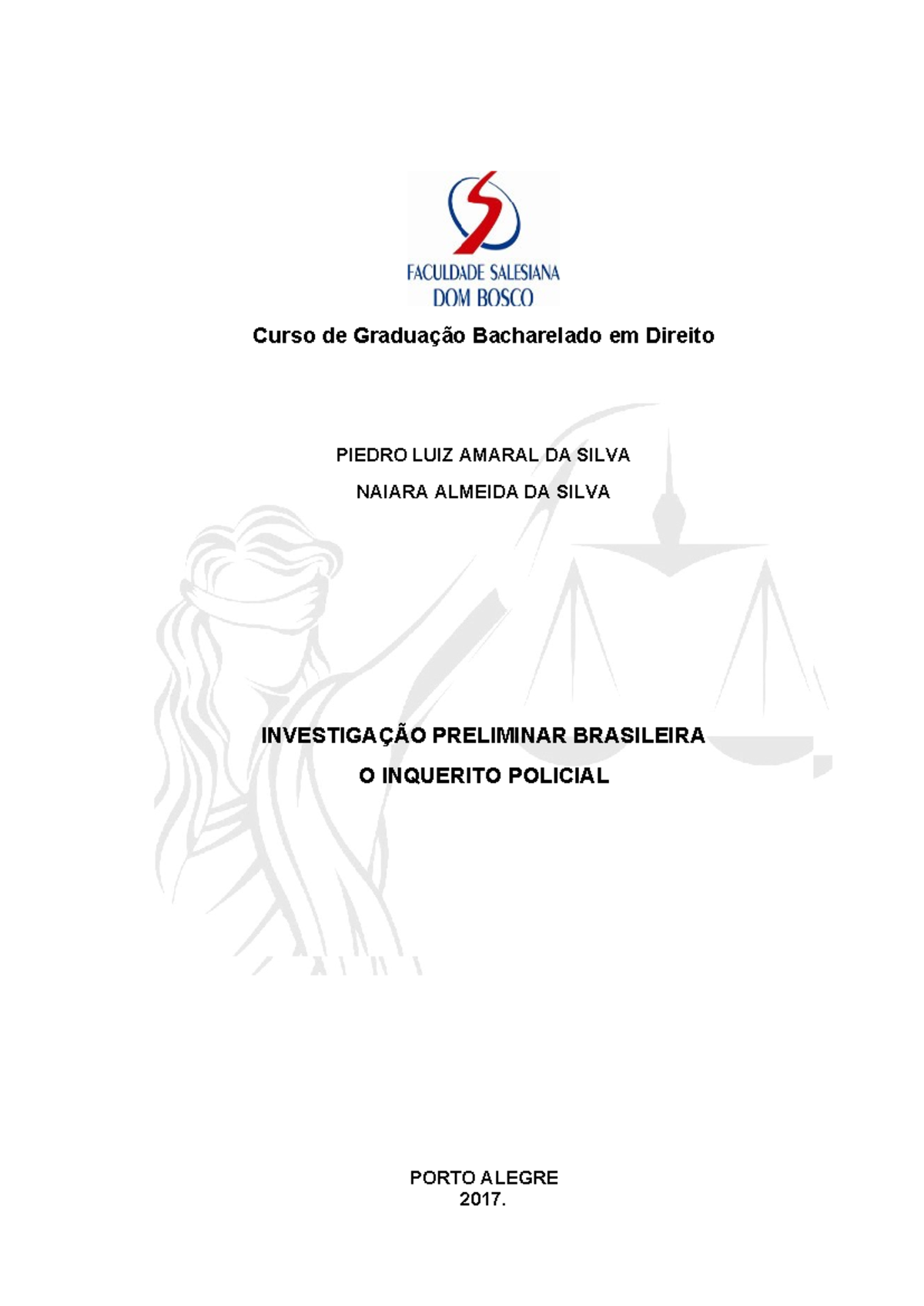 Relatório sobre Inquérito Policial - Direito Processual Penal I - Studocu