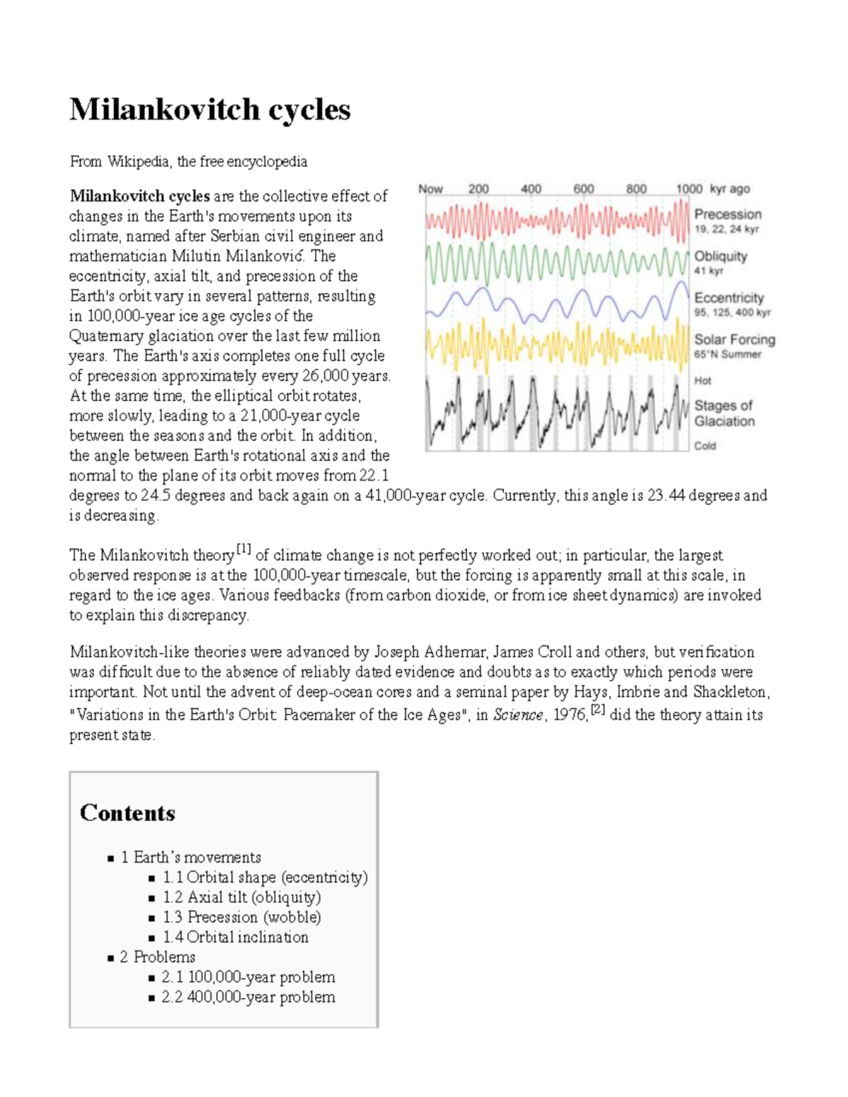 Milankovitch cycles Wikipedia harvard - Milankovitch cycles From ...