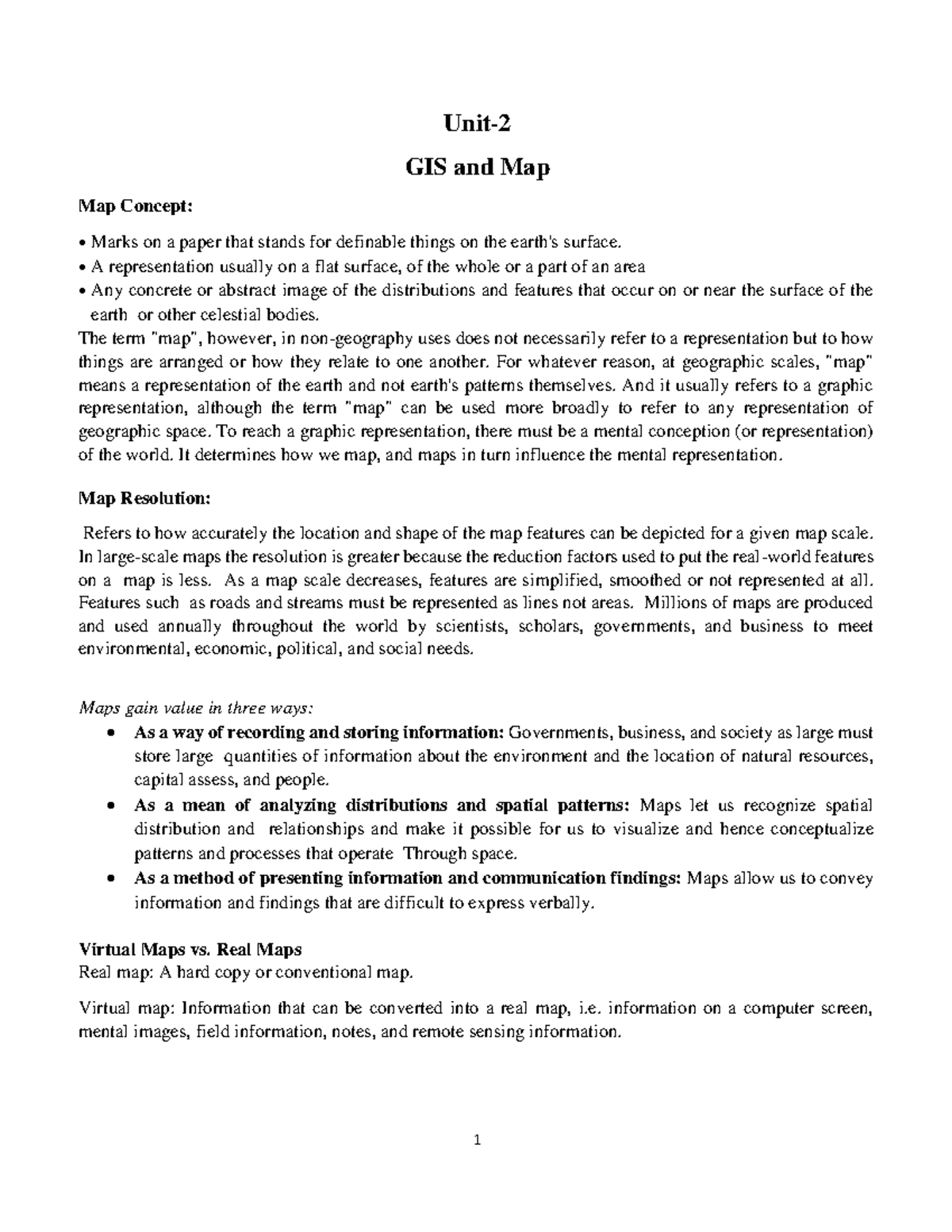 Unit 2 GIS & Map Concepts Overview for Course Code - asdfghjmhgfds ...