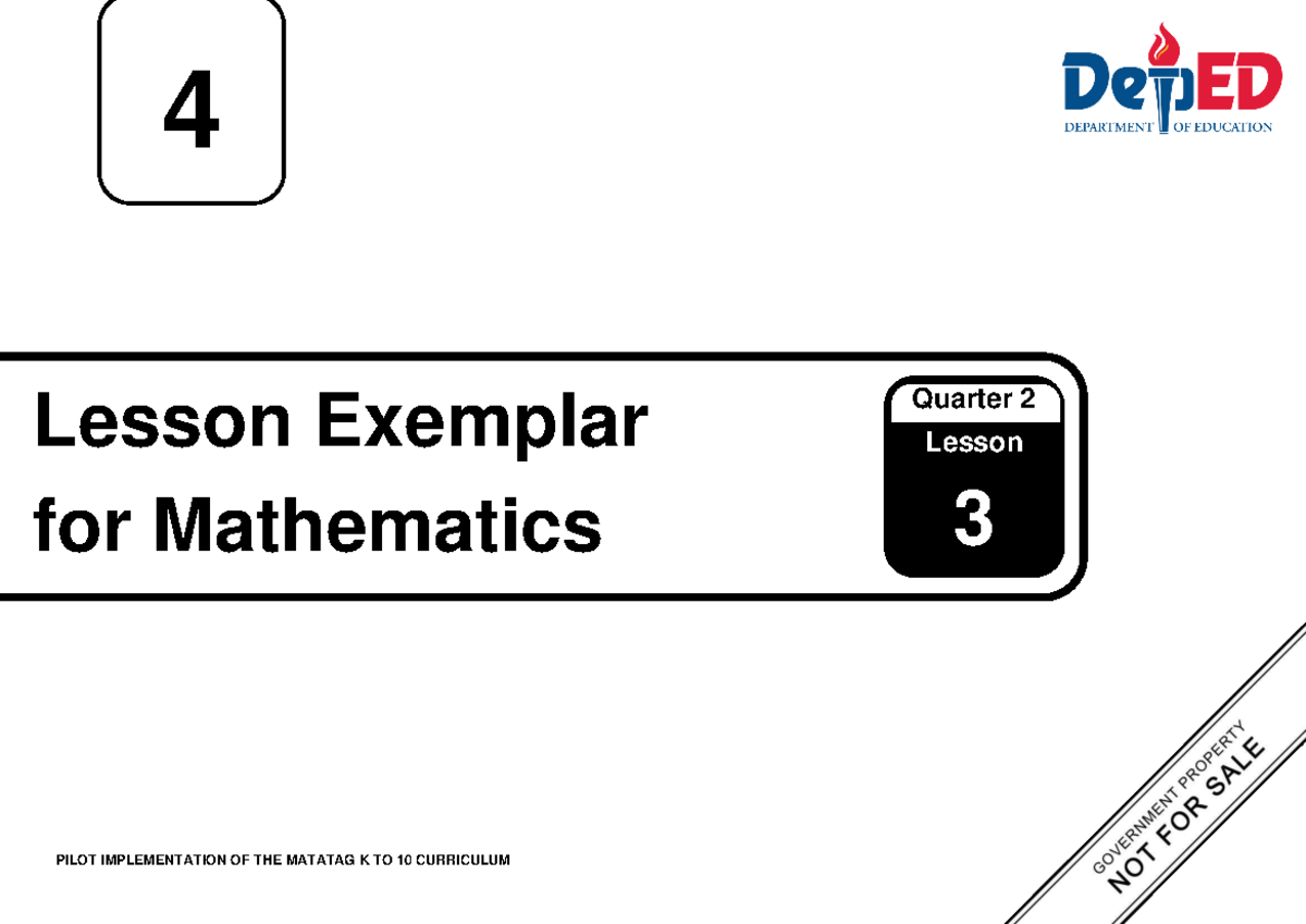 Mathematics Lesson Exemplar for Grade 4 (LE Q2 Week 3) - Studocu