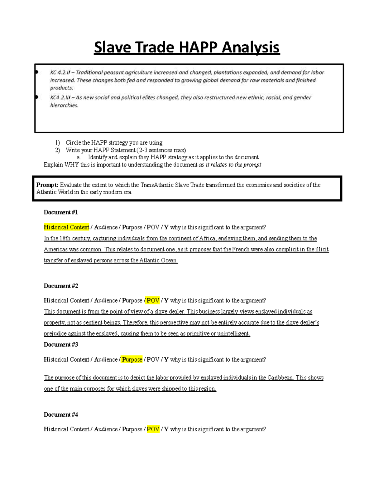 HAPP Analysis of the TransAtlantic Slave Trade: DBQ Directions - Studocu