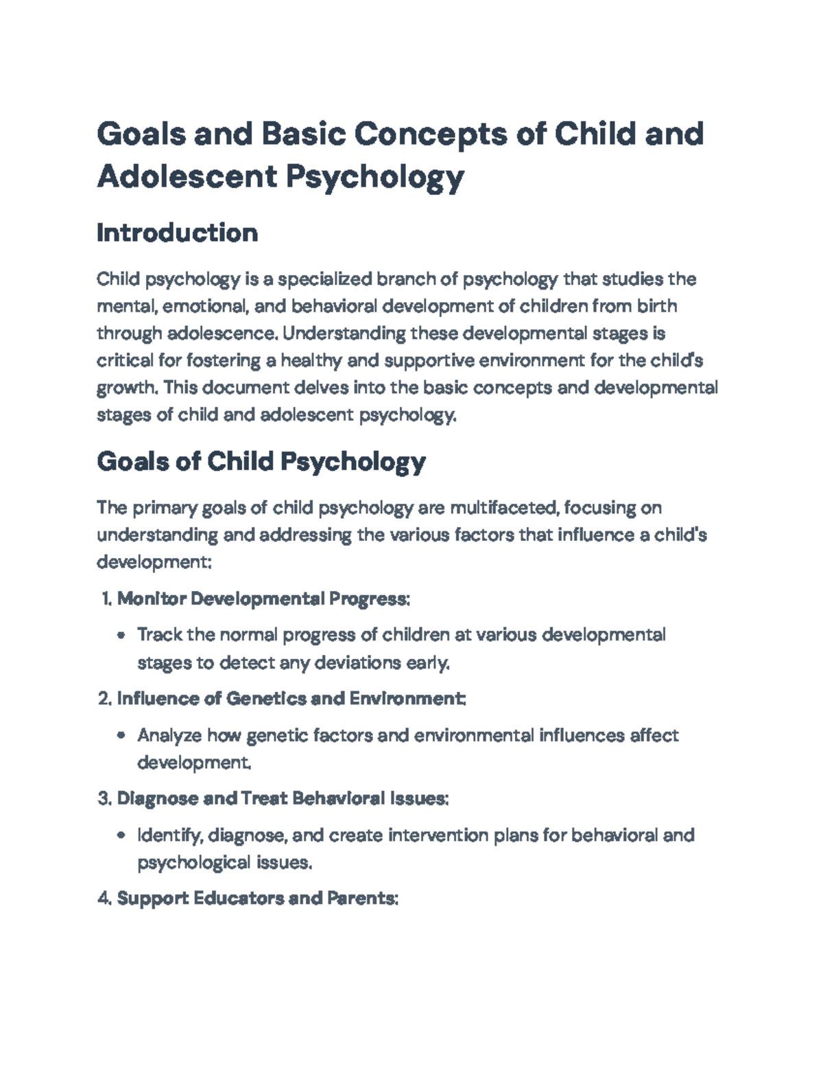 Goals and Developmental Concepts in Child and Adolescent Psychology ...