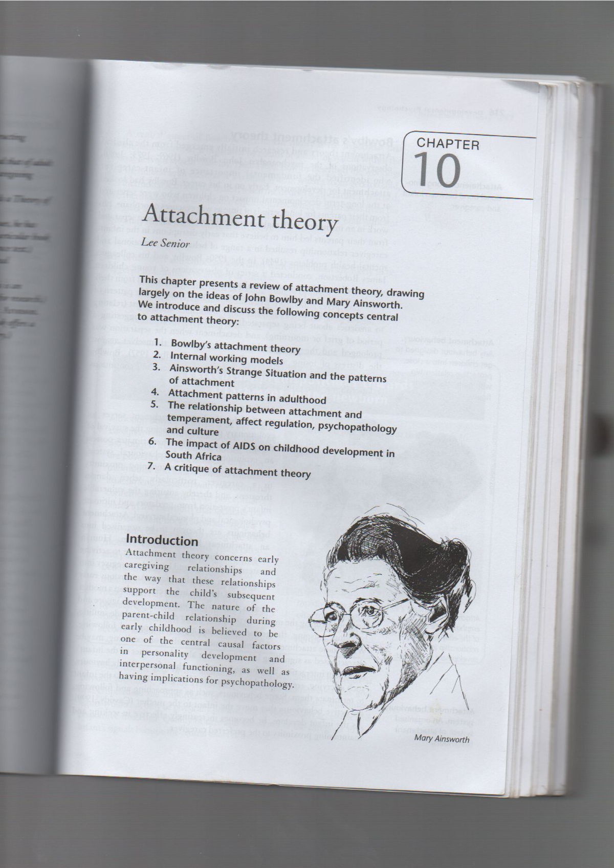 Reading - Attachment Theory - CHAPTER 10 Attachment theory Lee Senior ...