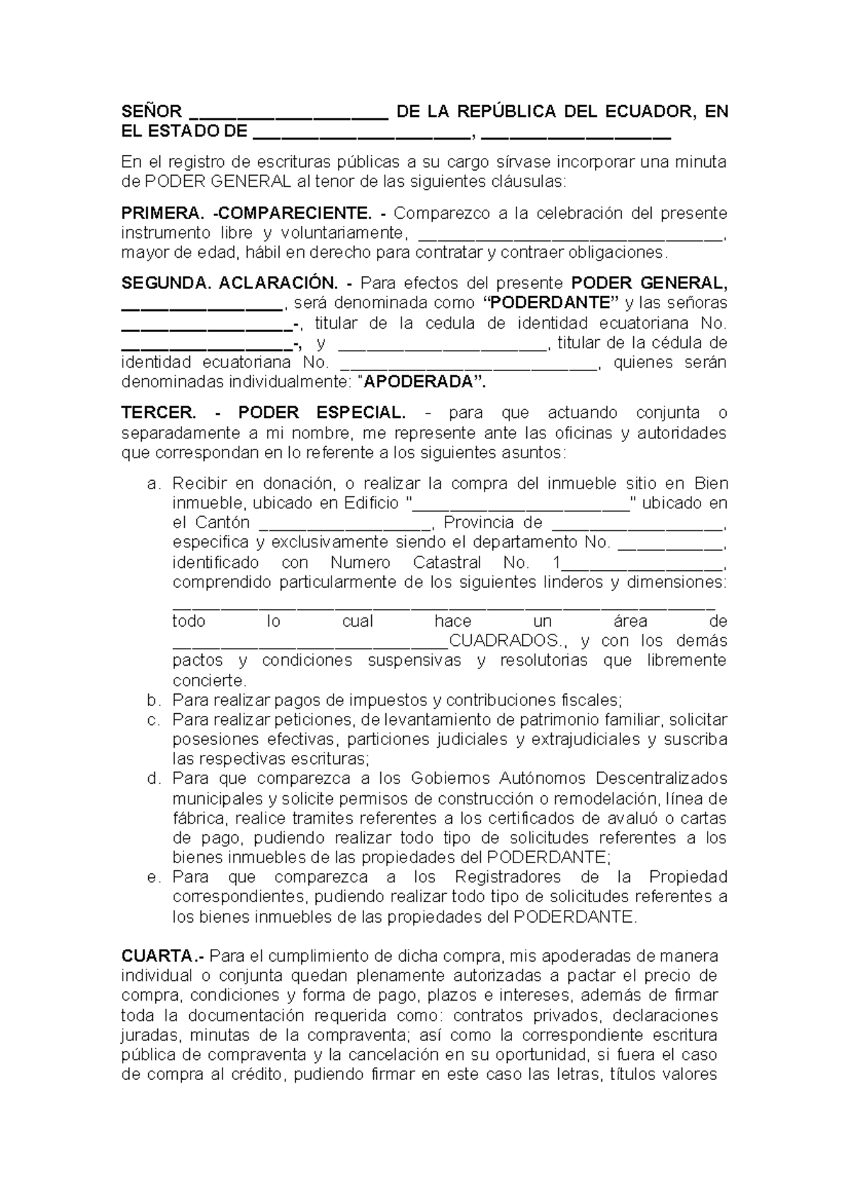 Poder Especial Compraventa Departamento - SEÑOR ...