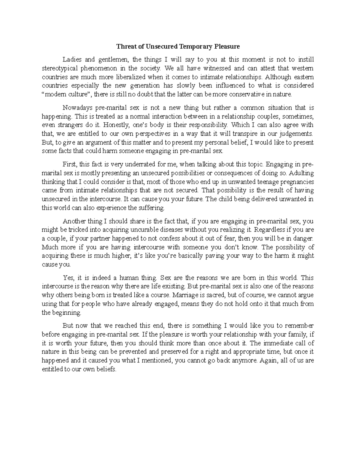 Activity 1 Threat of Unsecured Temporary Pleasure - Threat of Unsecured ...
