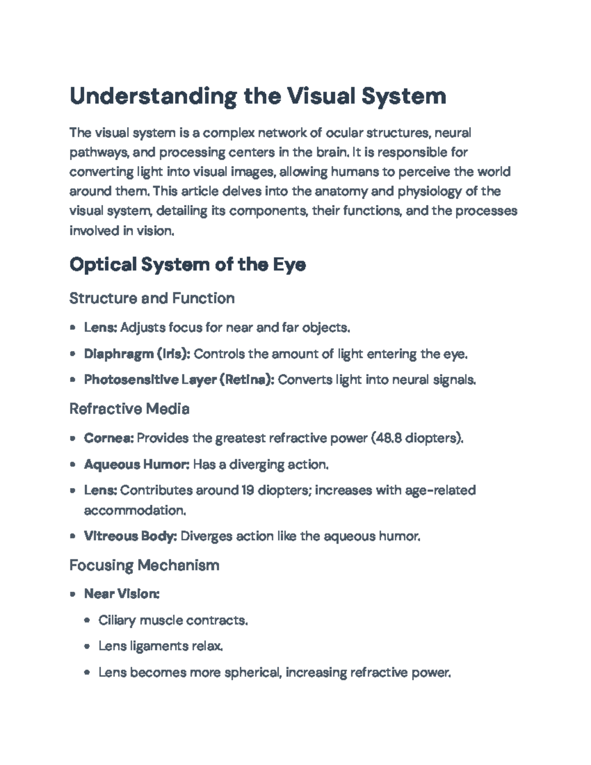 Understanding the Visual System: Anatomy, Function, and Disorders ...