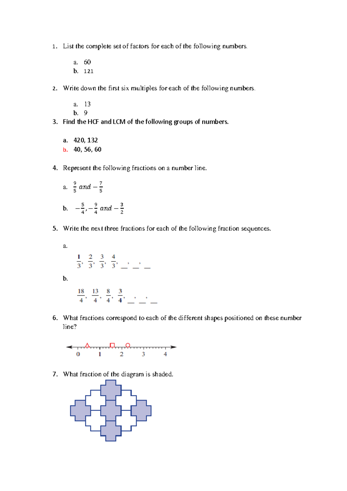 CH 4A-D - Math Factors, Multiples, HCF, LCM & Fractions Questions - Studocu