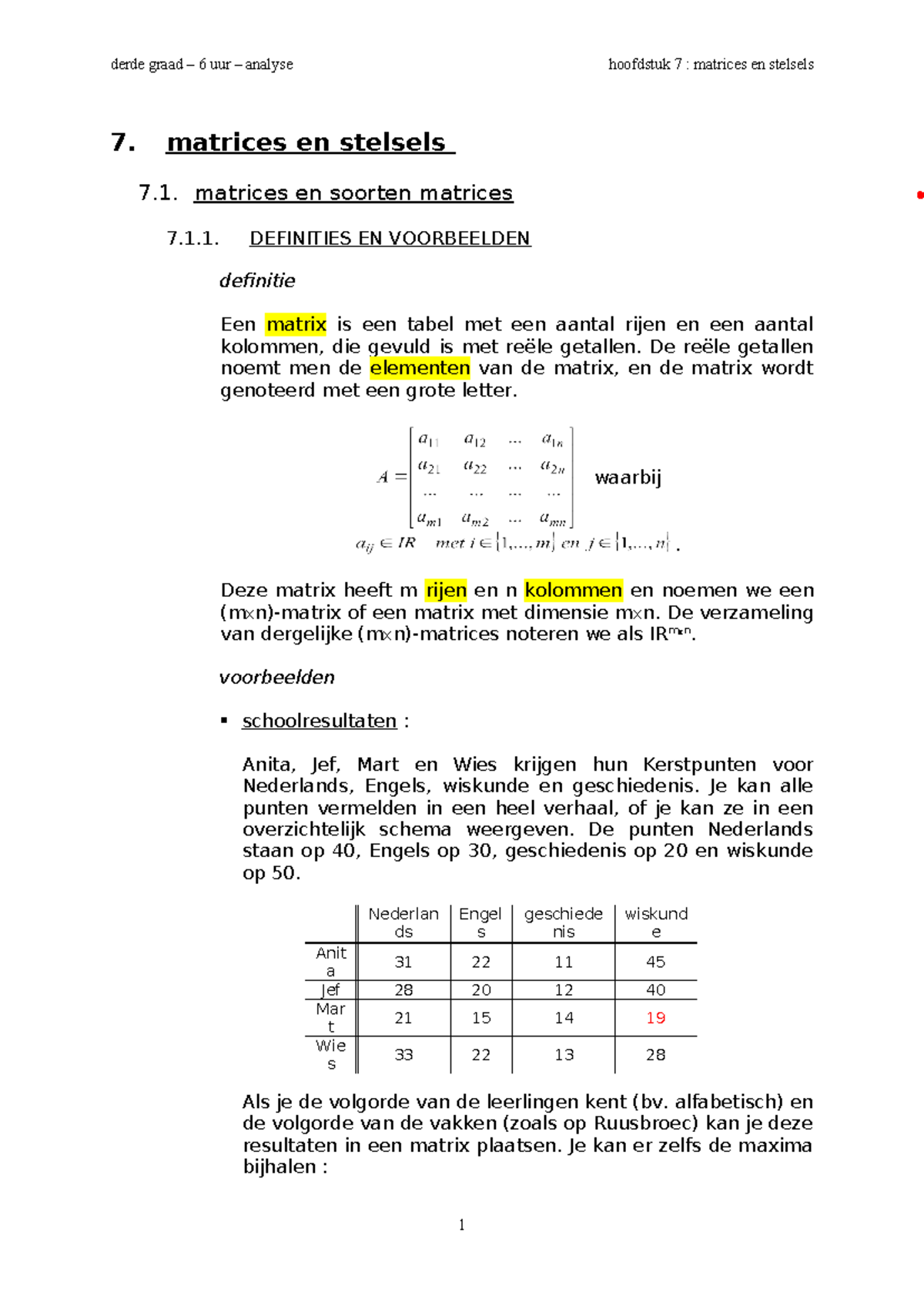 LVA 5 Klass H7: Matrices en Stelsels - Definitie, Voorbeelden ...