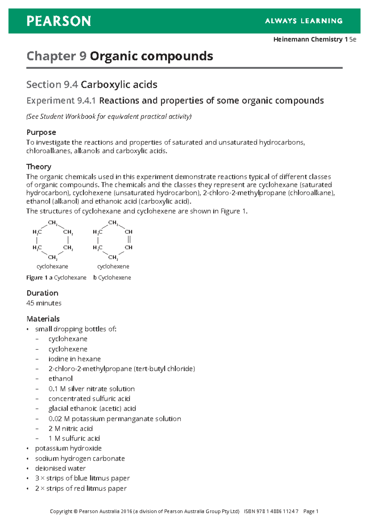Heinemann Chemistry 1 5e: Chapter 9 Organic Compounds - Studocu