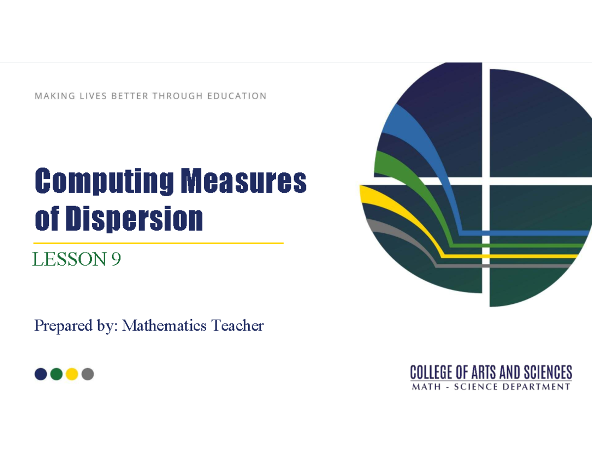 Lesson 9: Computing Measures of Dispersion in Statistics - Studocu