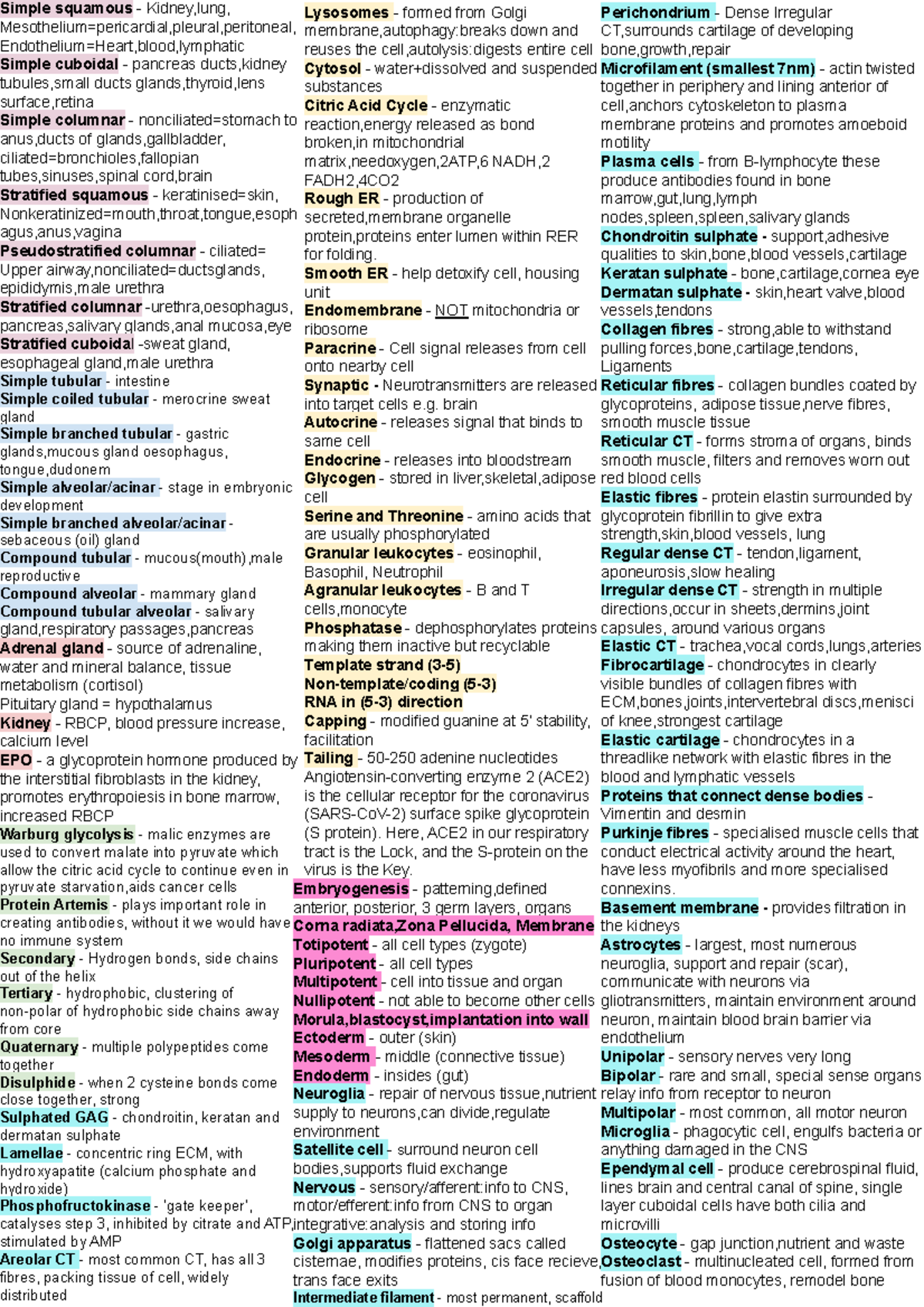 Biosci Cheat Sheet: Cellular Structures, Functions, and Processes - Studocu