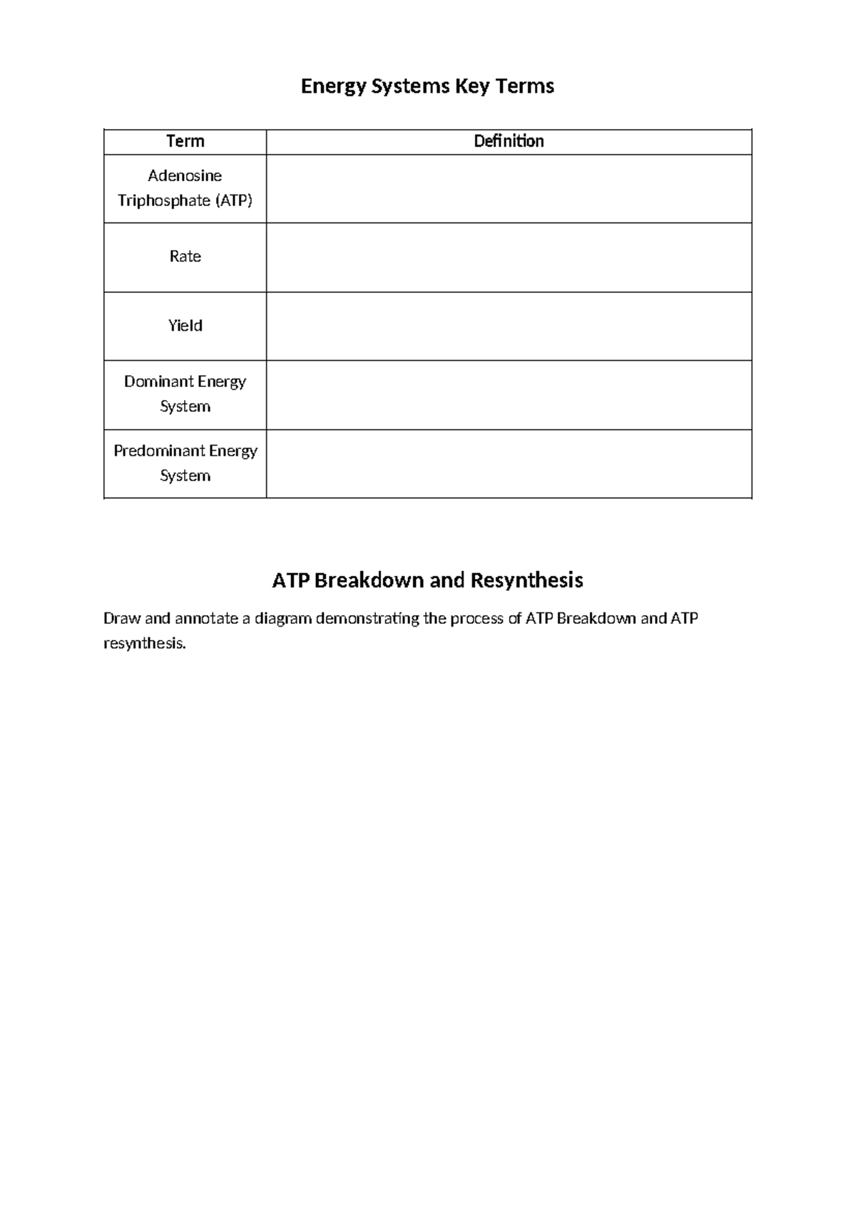 Energy Systems (PE 101) Student Workbook: Key Terms & Concepts - Studocu