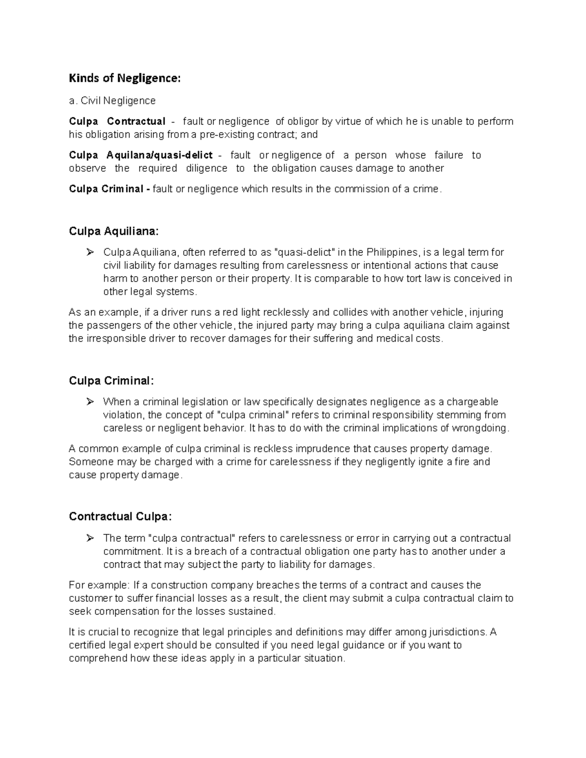 Types of Negligence: Civil, Criminal, and Contractual Insights - Studocu