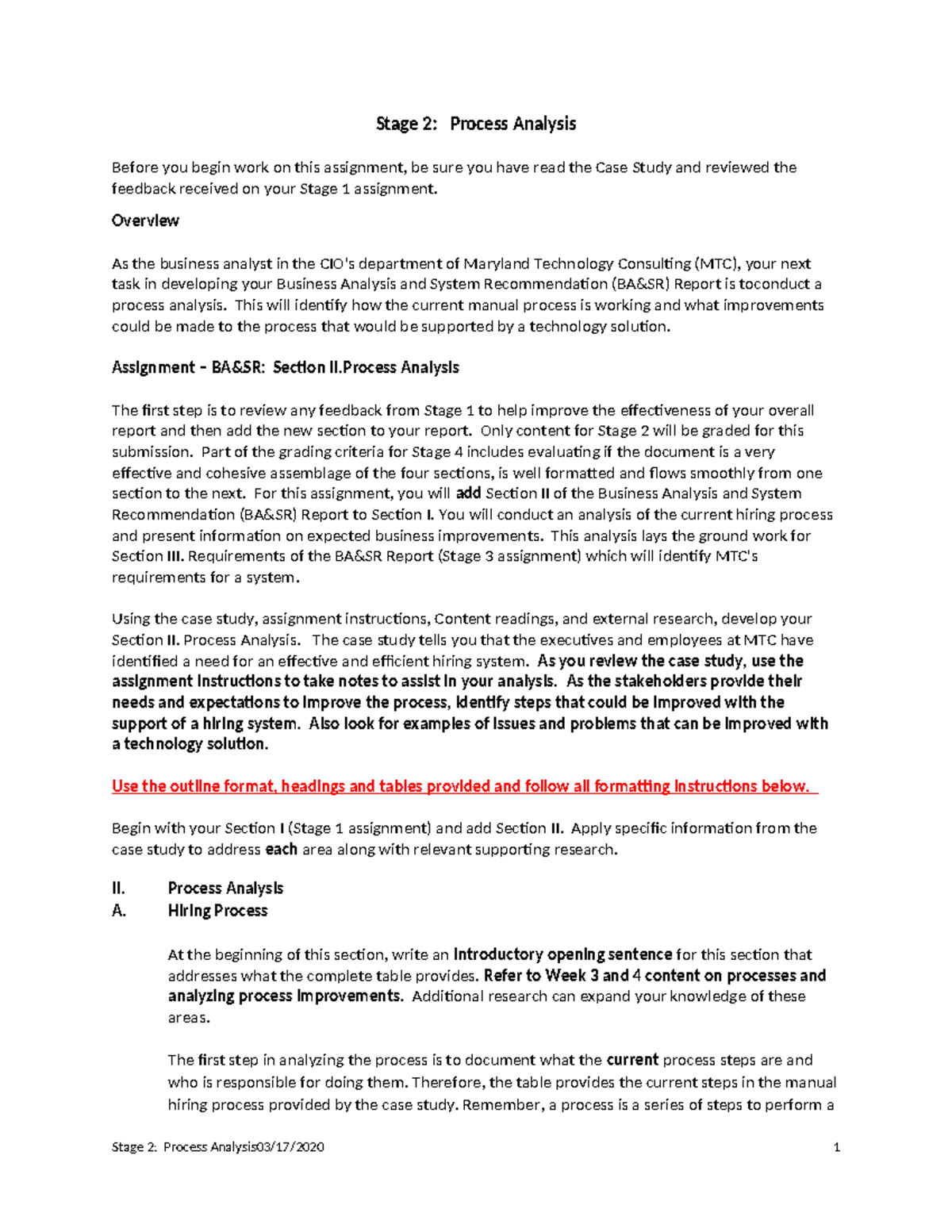 Stage 2 - BA&SR Process Analysis and System Improvement Recommendations ...
