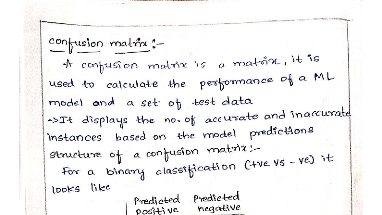 Confusion Matrix Analysis for ML Models: Performance Metrics - Studocu