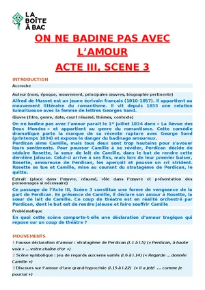 Acte II, Scène 5 d'On ne badine pas avec l'amour : Analyse et Interprétation - Studocu