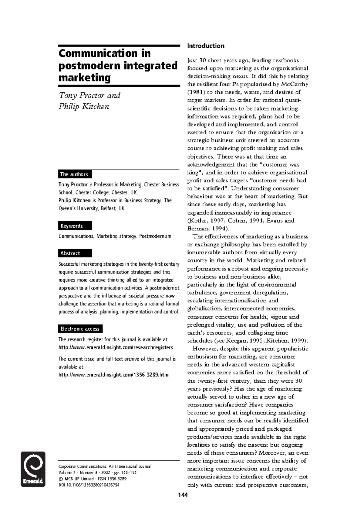Communication in postmodern - Communication in postmodern integrated ...