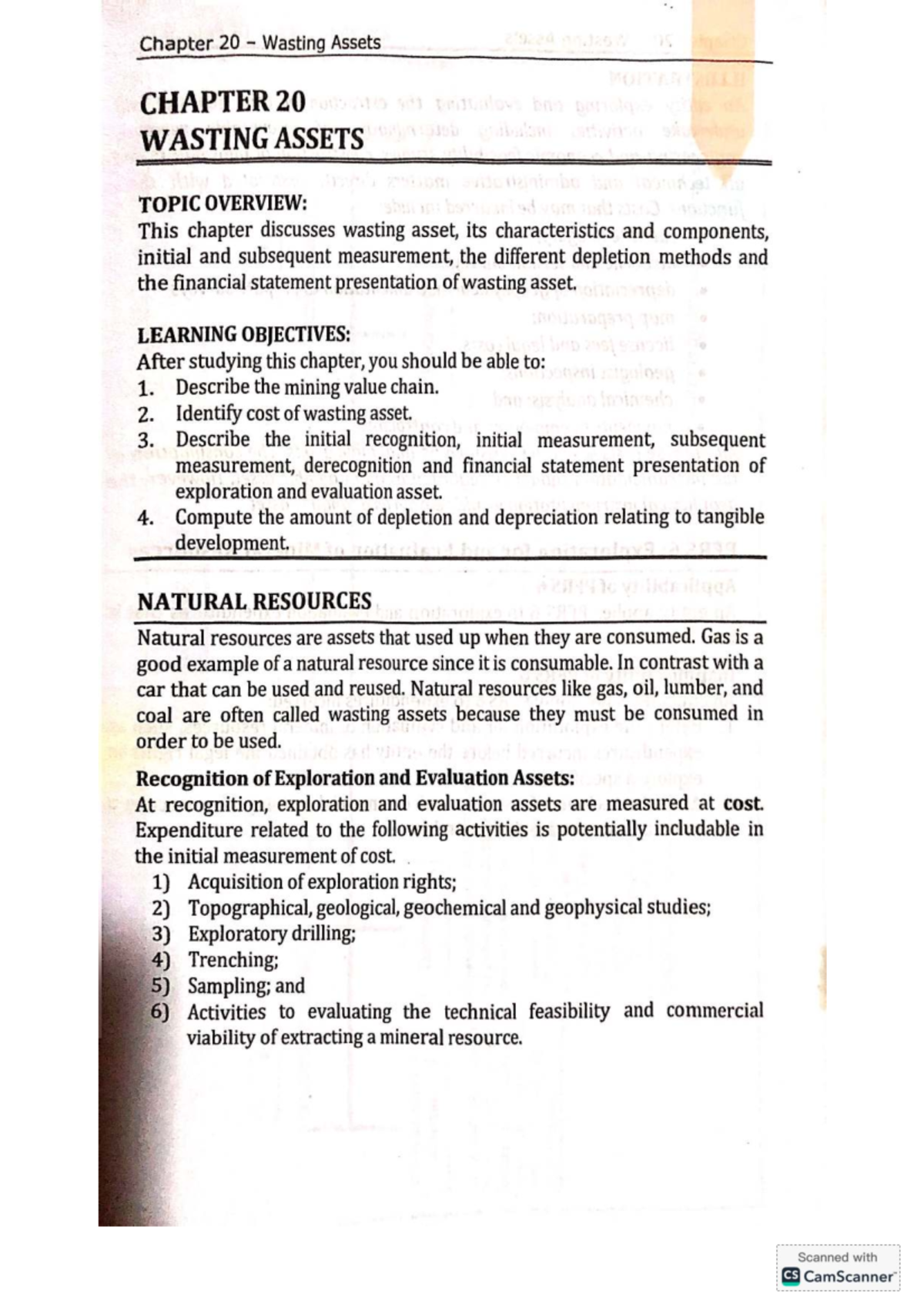 Chapter 20: Wasting Assets - Overview and Key Concepts - Studocu
