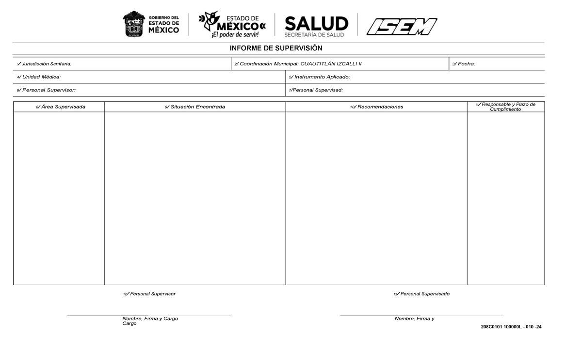 Informe de Supervisión ISEM 2024: Formato y Detalles - Studocu