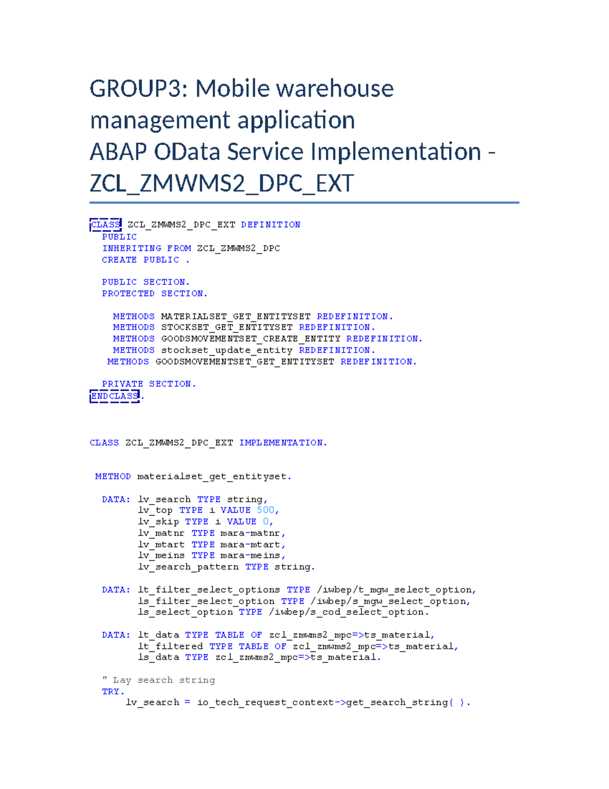 GROUP3: ABAP OData Service Implementation for Mobile Warehouse ...