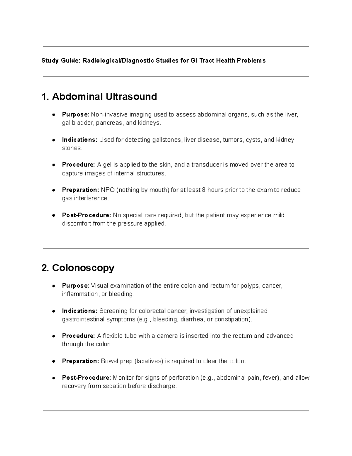 GI Tract Health Problems Study Guide: Diagnostic Procedures & Nursing ...