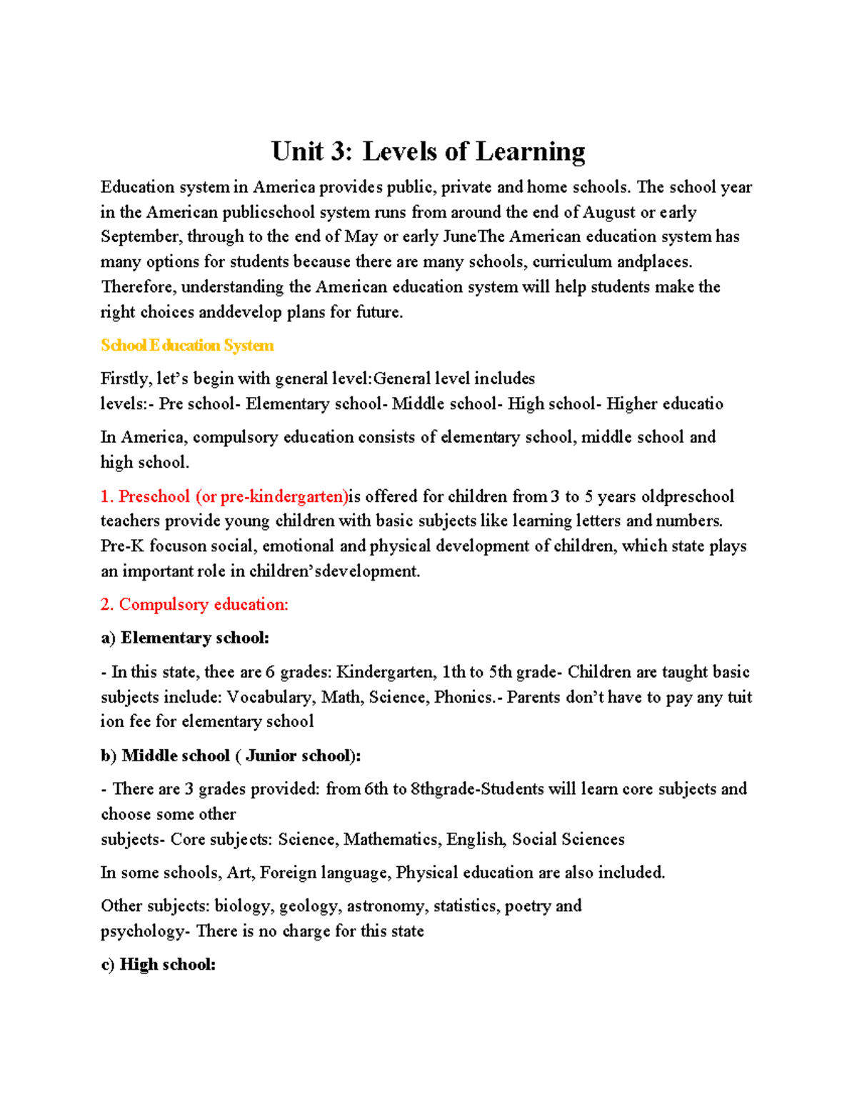 Unit 3-5: Overview of the American Education System and Government ...