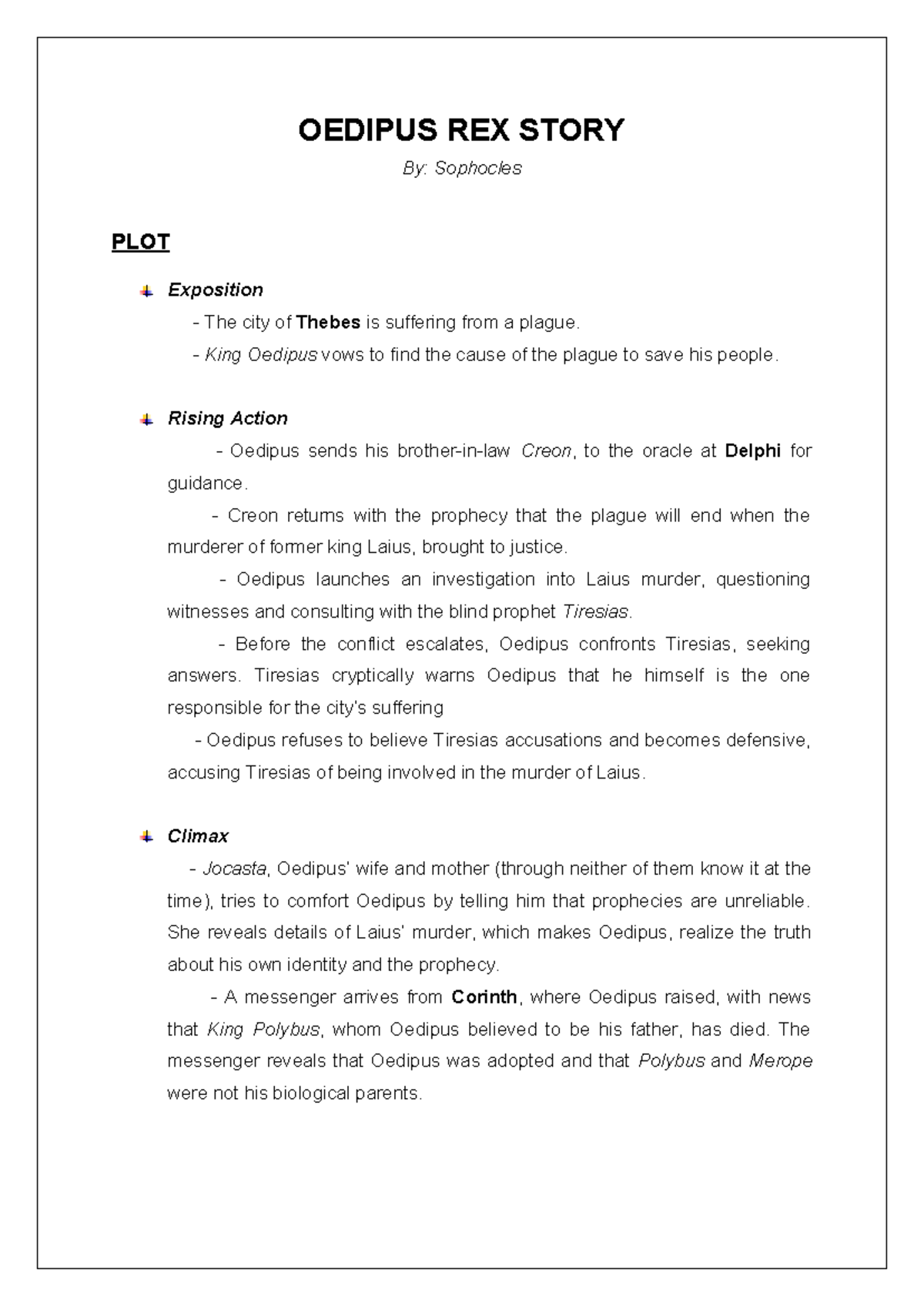 1ST Report on OEDIPUS REX: Analyzing Sophocles' Tragic Play - Studocu
