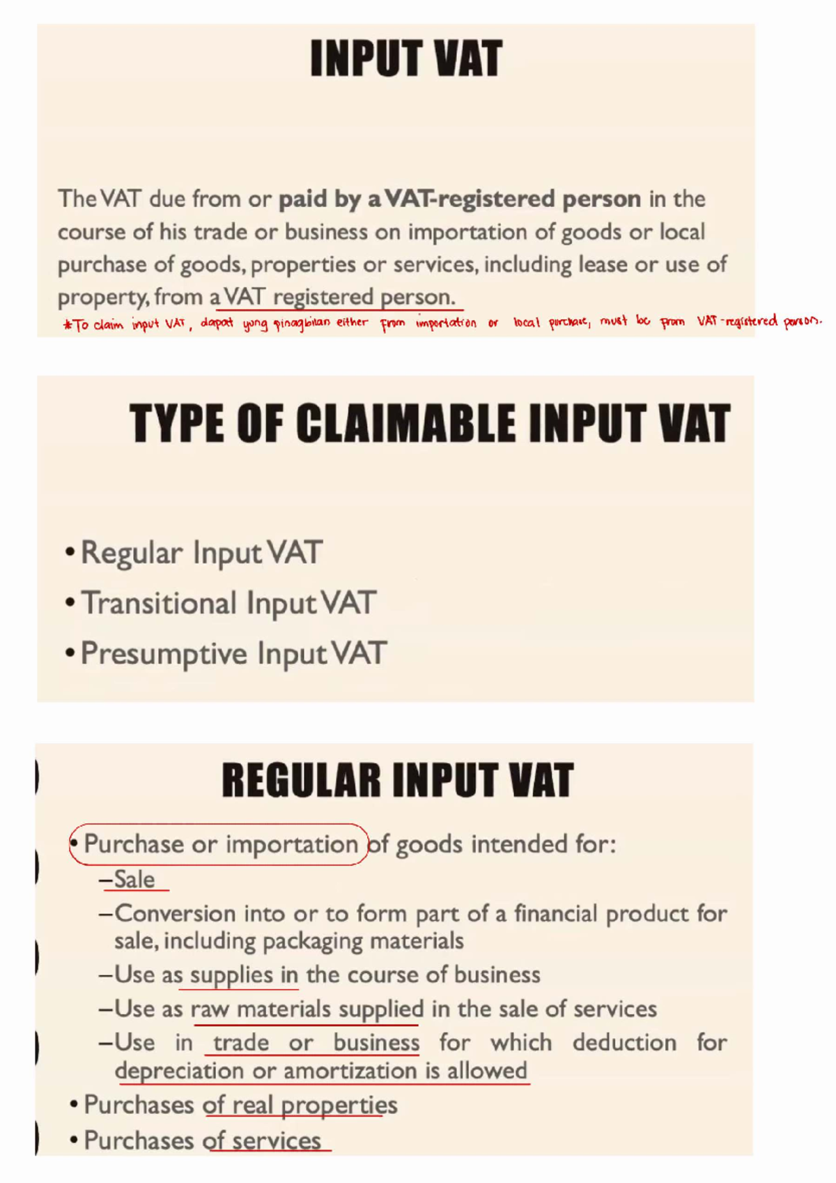 Input VAT Overview and Claimable Types 260112 213756 - Studocu
