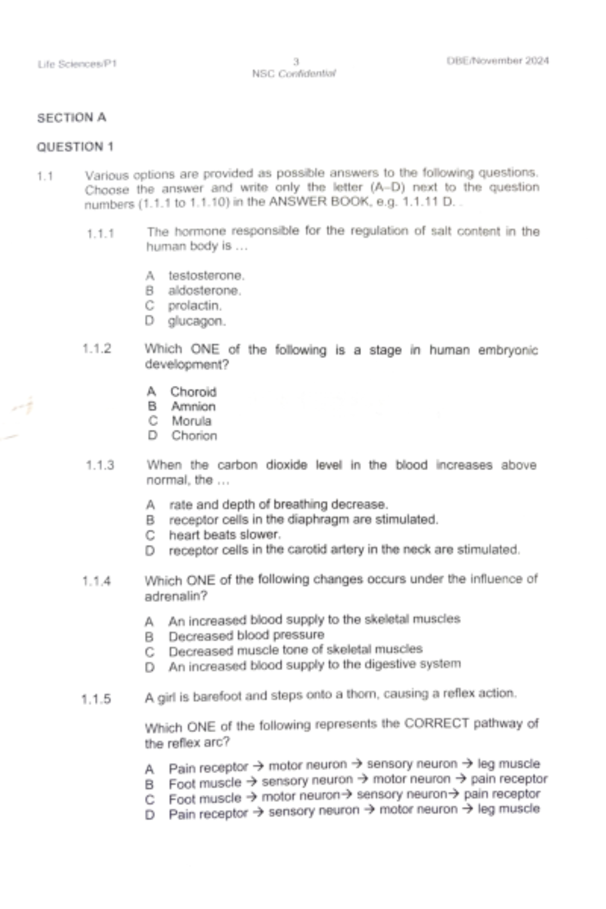 Paper 1 LS 2024 NSC Compressed - Life 3 2024 NSC Confidential SECTION A ...