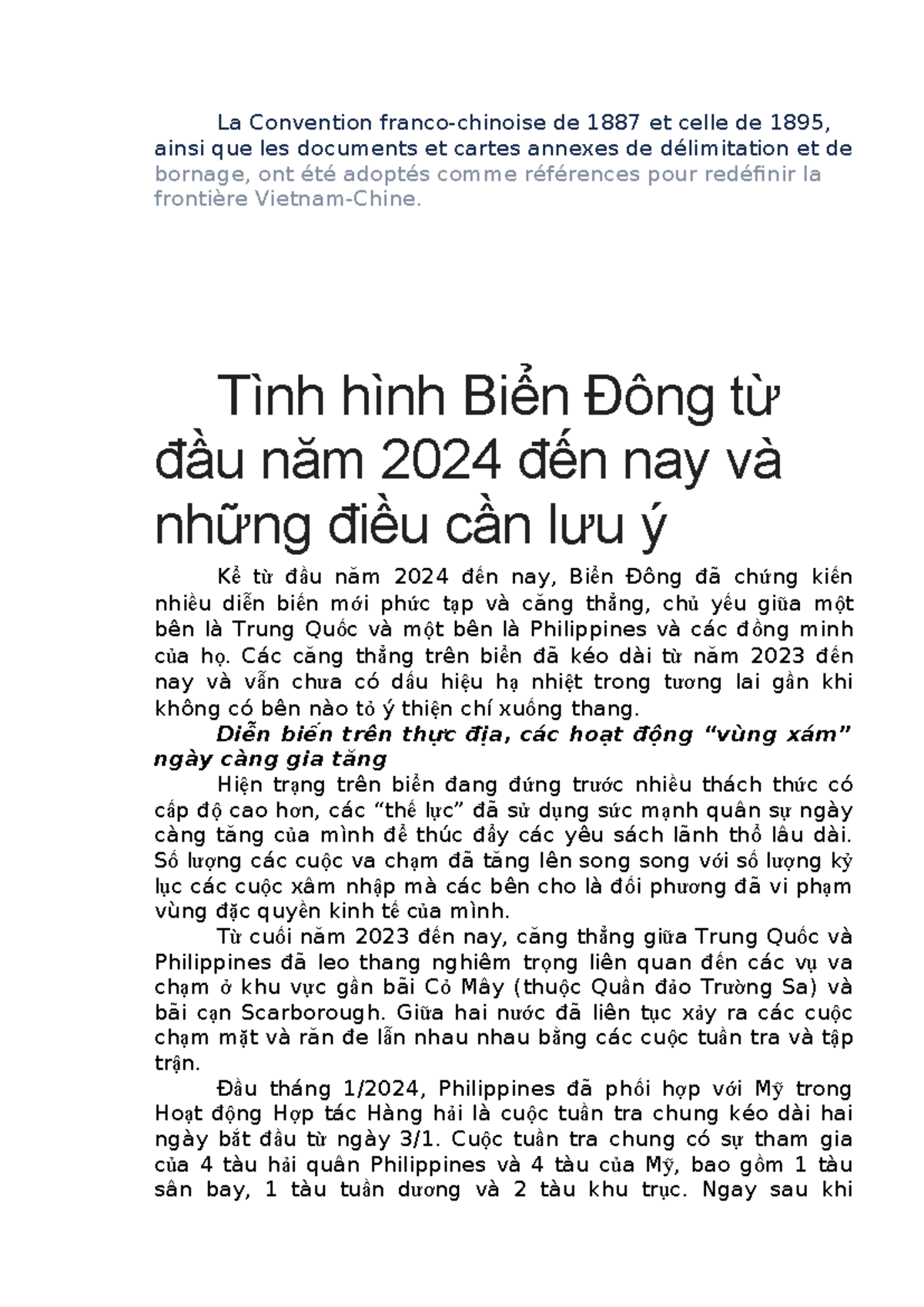 BD tu dau nam 2024 va du bao - La Convention franco-chinoise de 1887 et ...