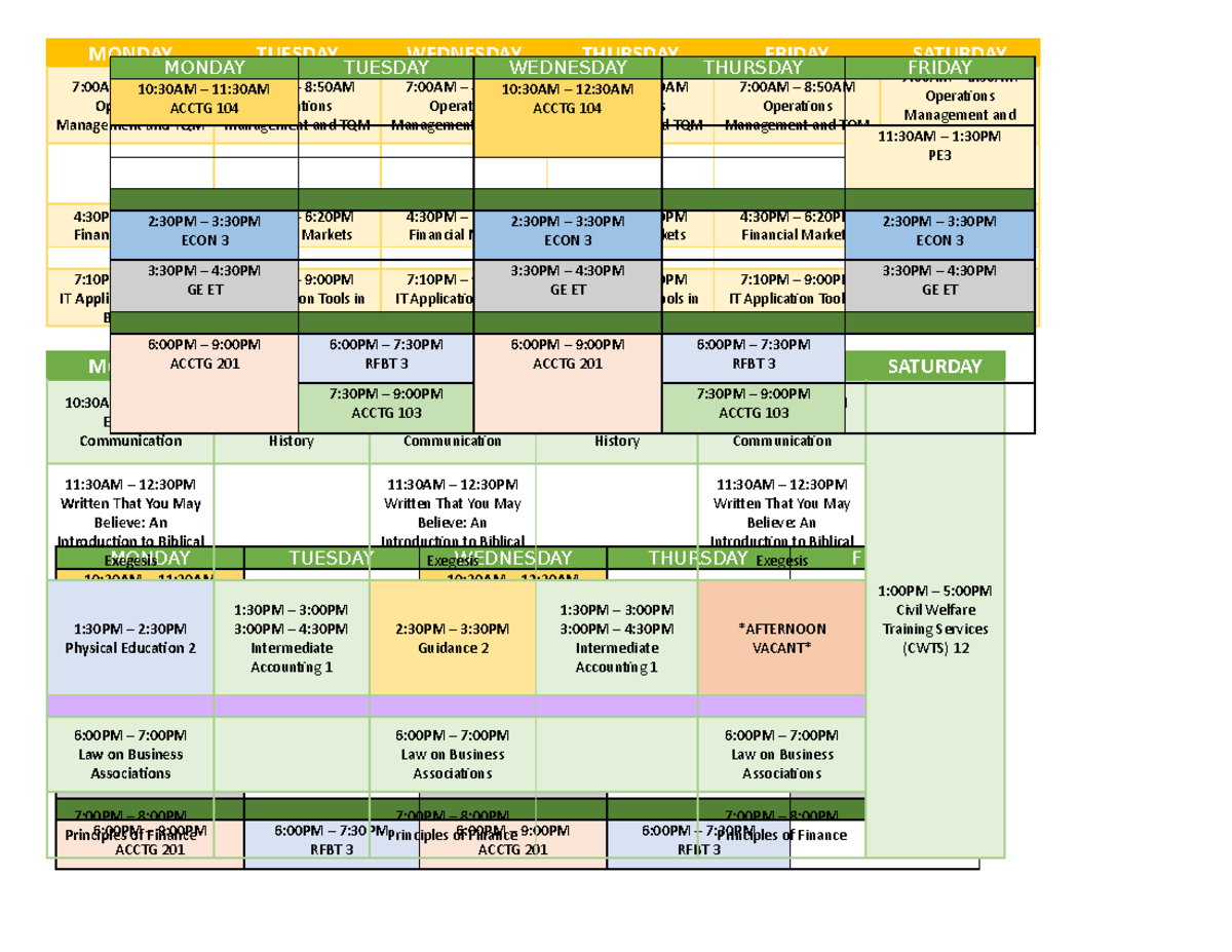 Schedule - FOR ECONOMICS SUBJECT - MONDAY TUESDAY WEDNESDAY THURSDAY ...