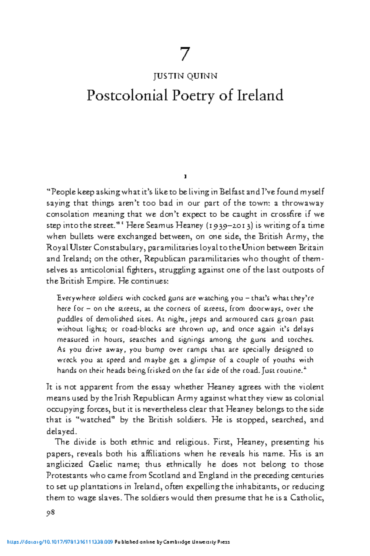 Postcolonial Poetry in Ireland: A Critical Analysis (ENG 101) - Studocu