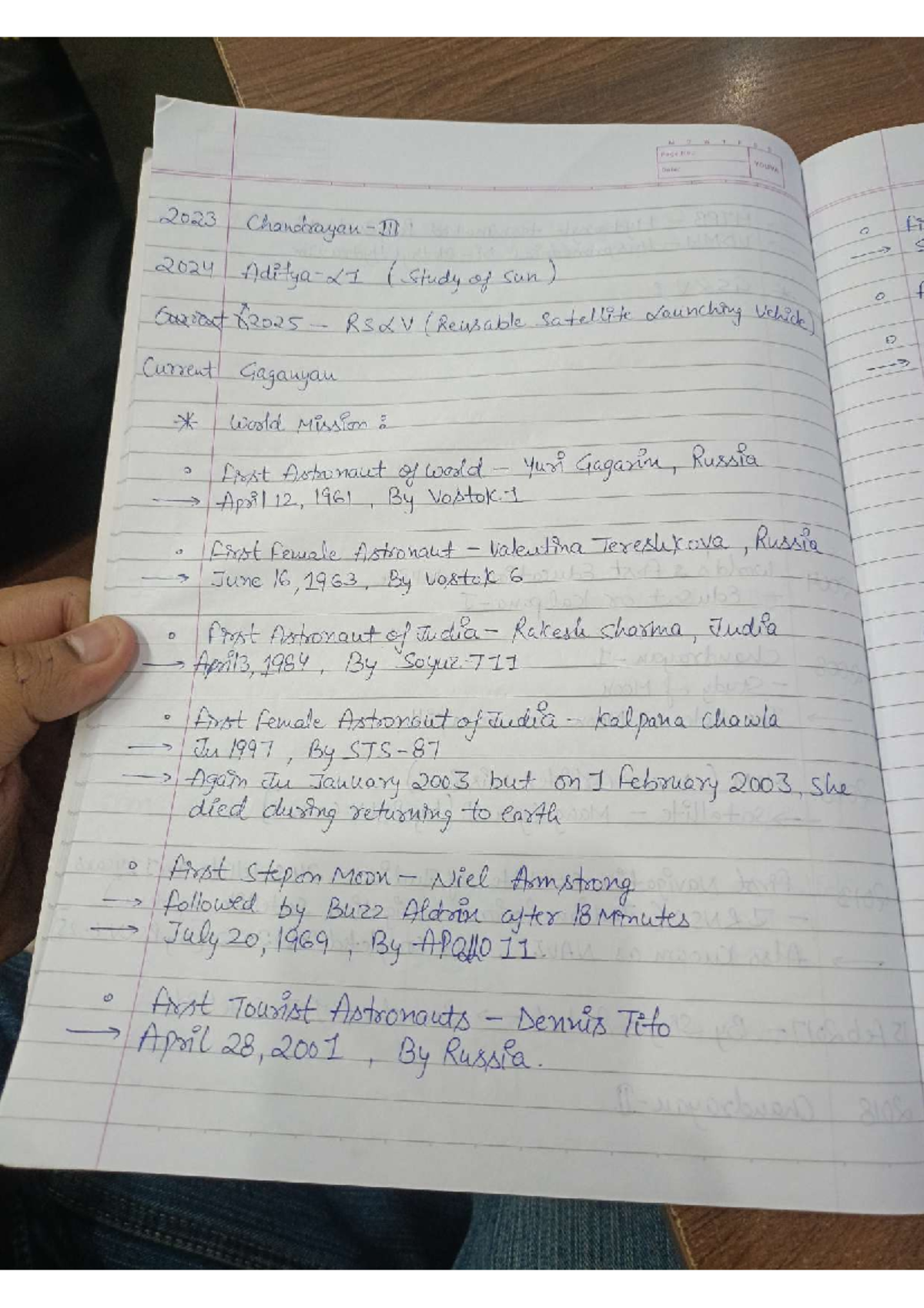 YOUVA 2023: Study of Space Missions and Astronauts (L1) - Studocu