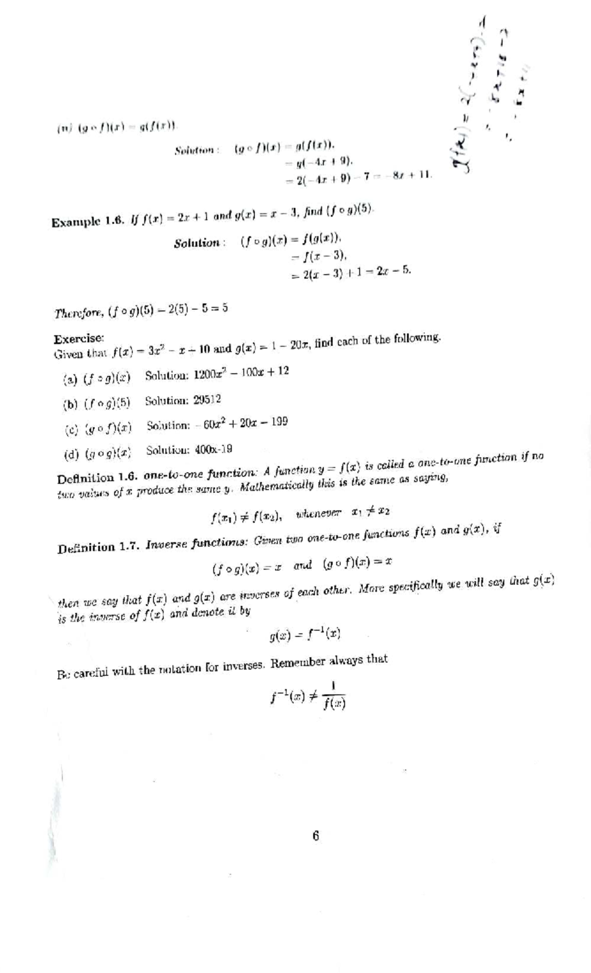 Calculus - Function Composition and Inverses Notes - Studocu
