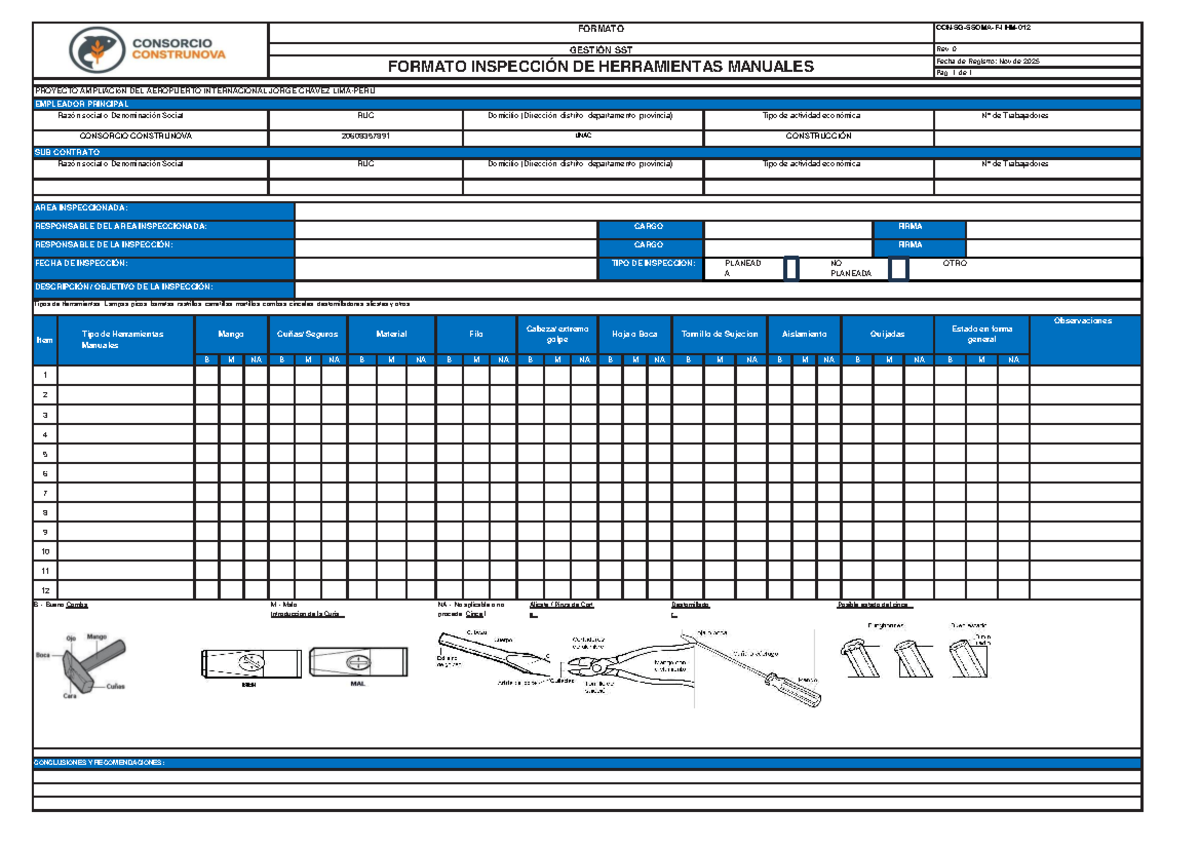 CCN Inspección de Herramientas Manuales - Formato Rev. 0 - Studocu