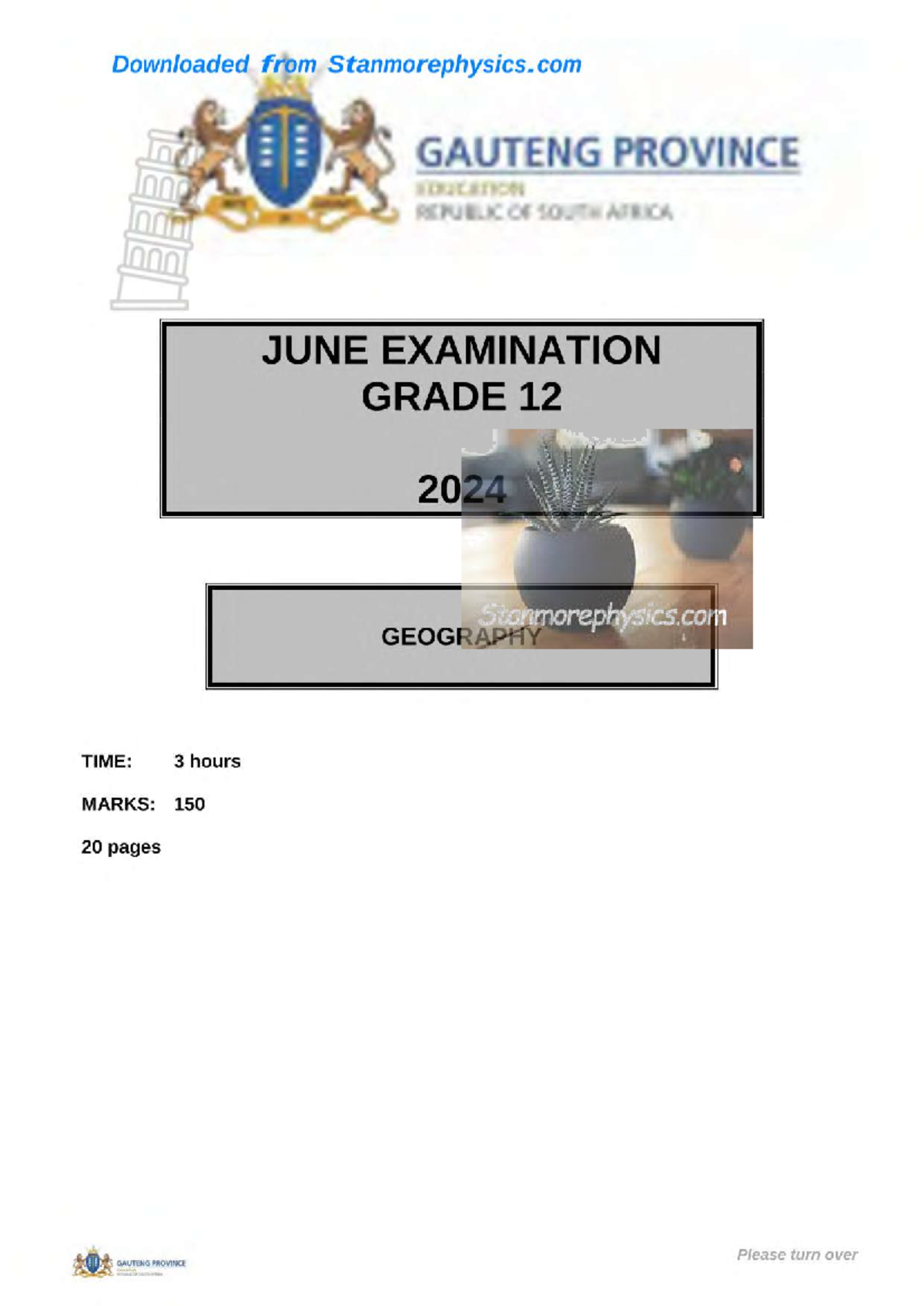 GP Geography Grade 12 June 2024 Question Paper & Memo - Studocu