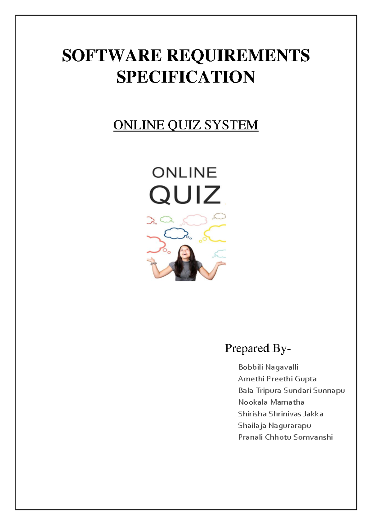 Group A Online Quiz System SRS - SOFTWARE REQUIREMENTS SPECIFICATION ...