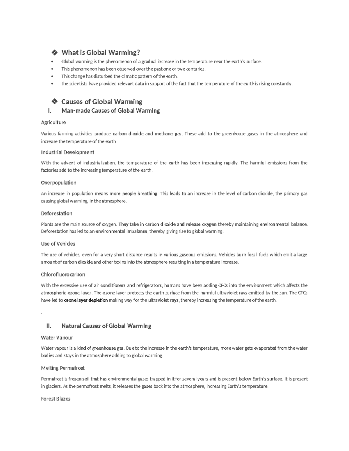 Global Warming: Causes and Effects - Notes - Studocu