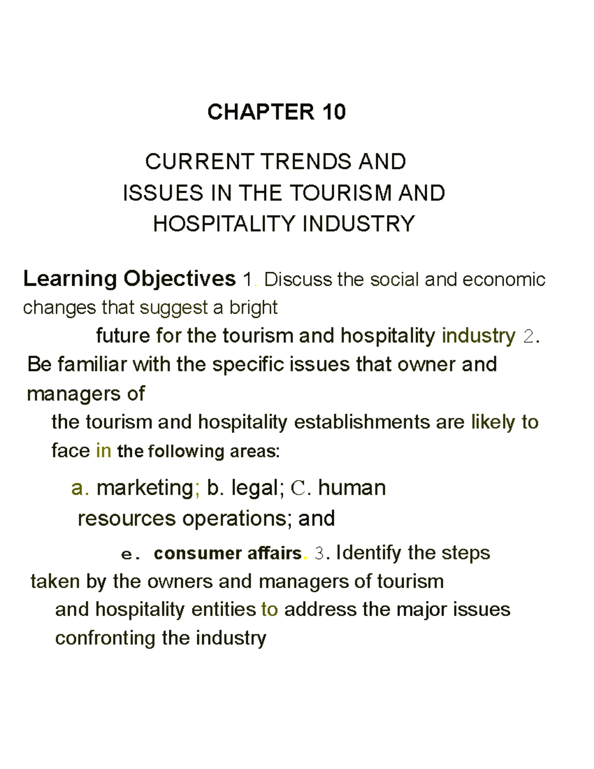 Current Trends and Issues in Tourism & Hospitality Industry (THM 101 ...