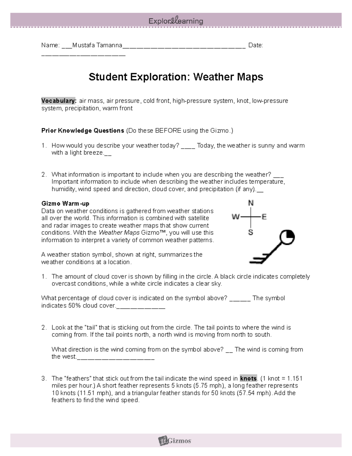 Weather Maps SE-1 - Name: Mustafa Tamanna ...